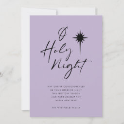 O Holy Night Star of Bethlehem Chic Lavender Holiday Card | Zazzle