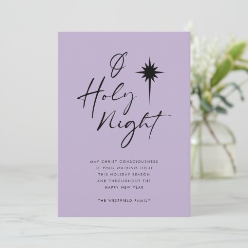 O Holy Night Star of Bethlehem Chic Lavender Holiday Card | Zazzle