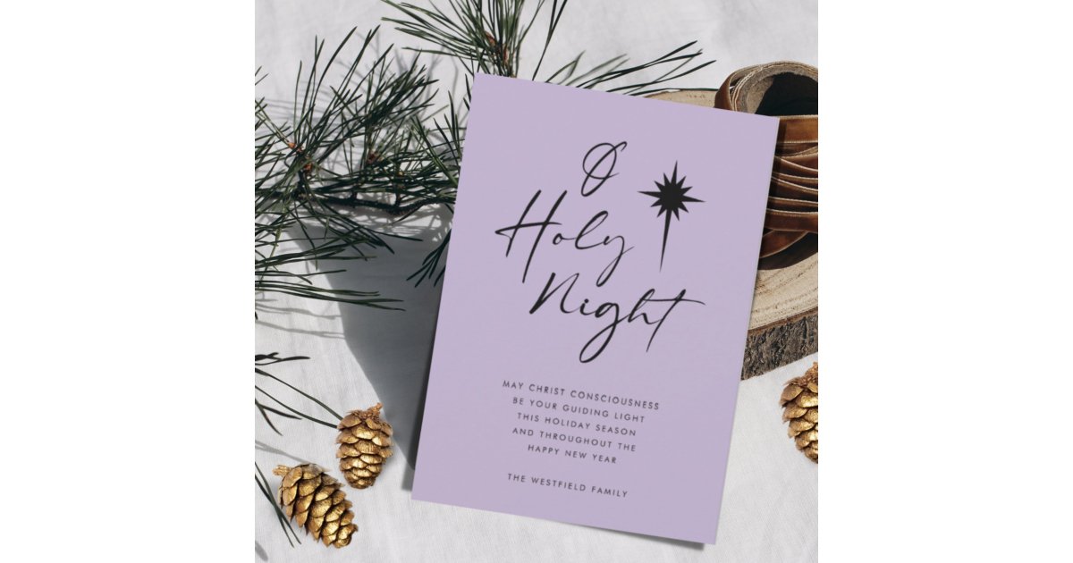 O Holy Night Star of Bethlehem Chic Lavender Holiday Card | Zazzle