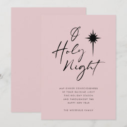 O Holy Night Star of Bethlehem Dusty Rose Holiday Card | Zazzle
