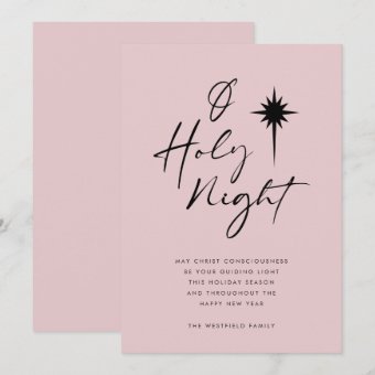 O Holy Night Star of Bethlehem Dusty Rose Holiday Card | Zazzle
