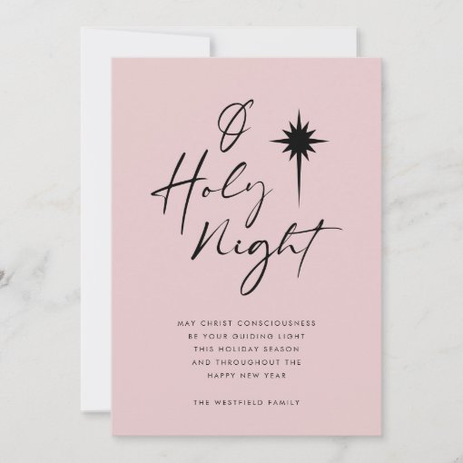 O Holy Night Star of Bethlehem Dusty Rose Holiday Card | Zazzle