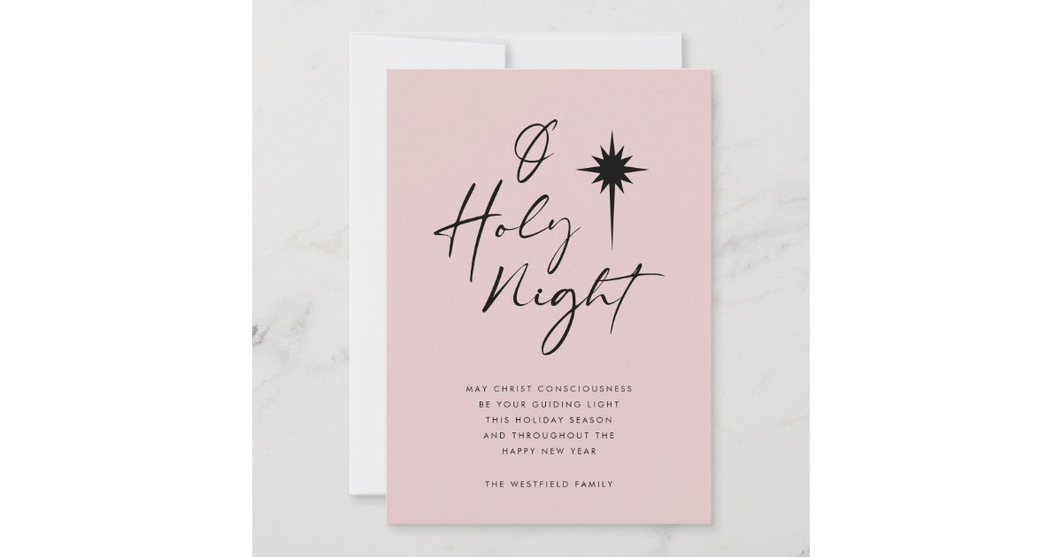 O Holy Night Star of Bethlehem Dusty Rose Holiday Card | Zazzle