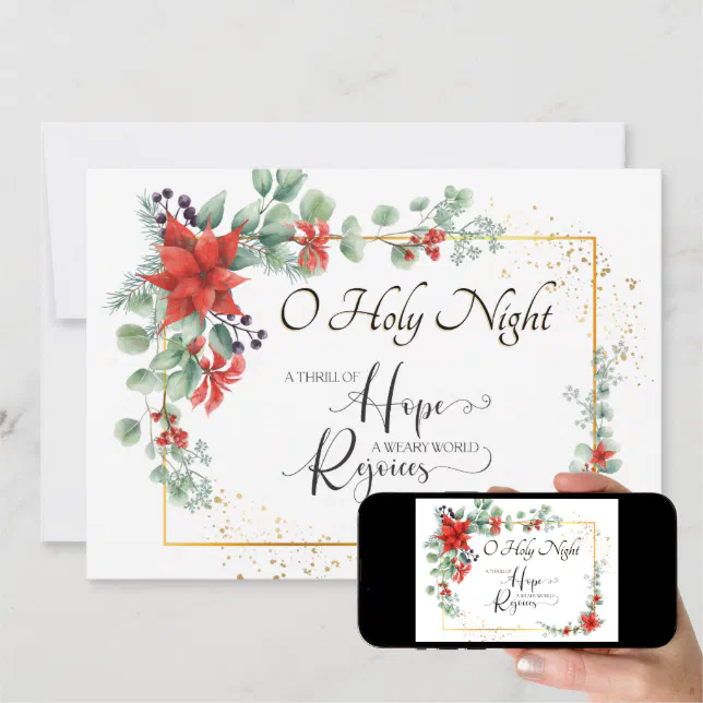 "O Holy Night" Weary World Rejoices Christmas Flat Holiday Card | Zazzle