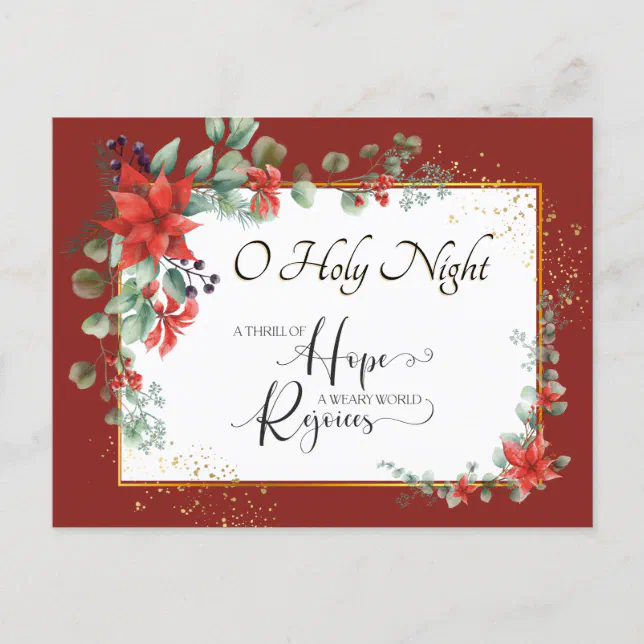 O Holy Night" Weary World Rejoices Christmas Postcard | Zazzle