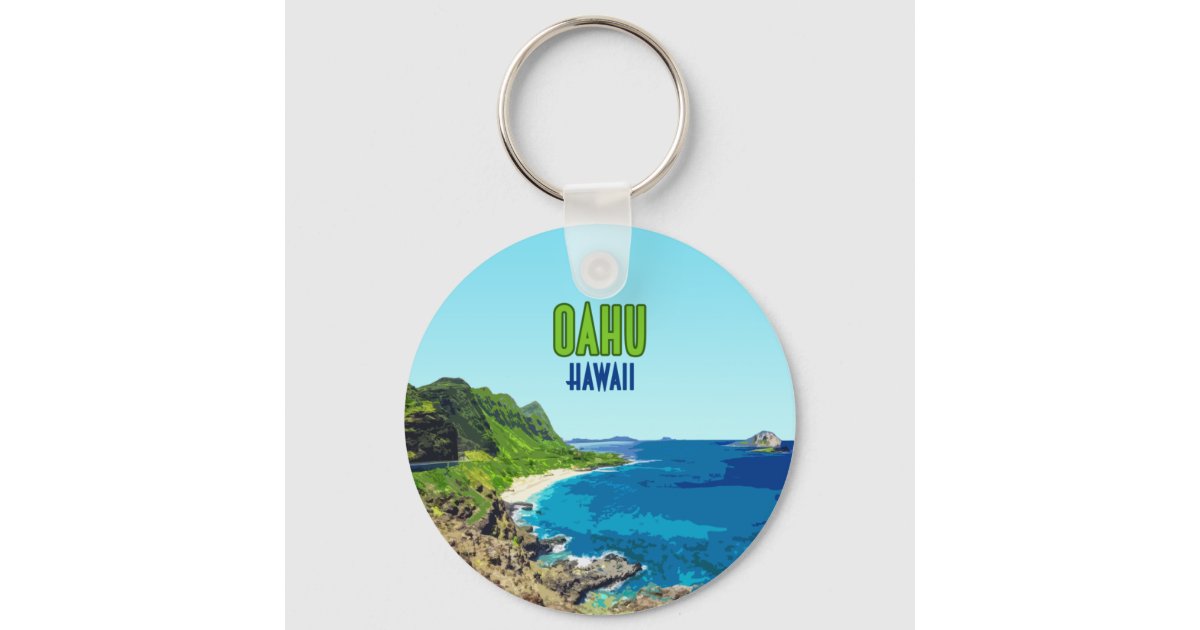 Oahu Hawaii Beach Vintage Keychain | Zazzle