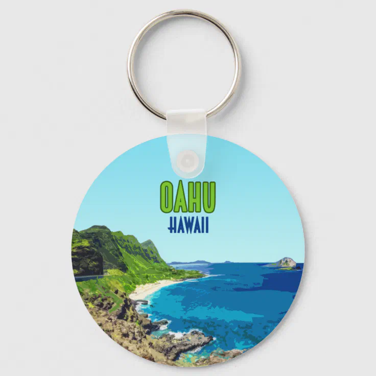 Oahu Hawaii Beach Vintage Keychain | Zazzle