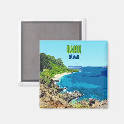 Oahu Hawaii Beach Vintage Magnet | Zazzle