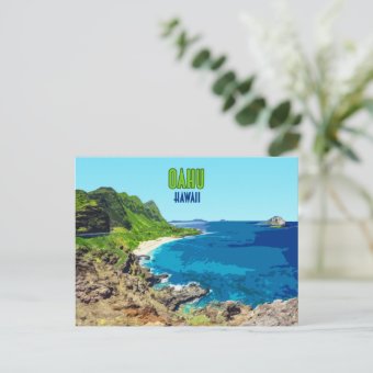Oahu Hawaii Beach Vintage Postcard | Zazzle