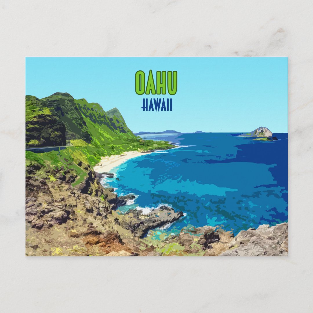 Oahu Hawaii Beach Vintage Postcard | Zazzle