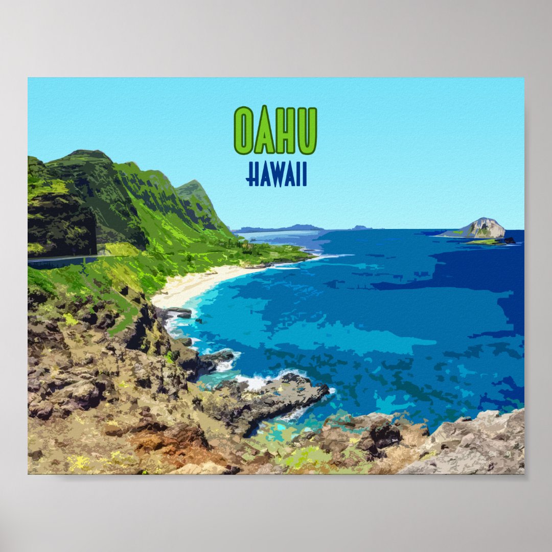 Oahu Hawaii Beach Vintage Poster | Zazzle