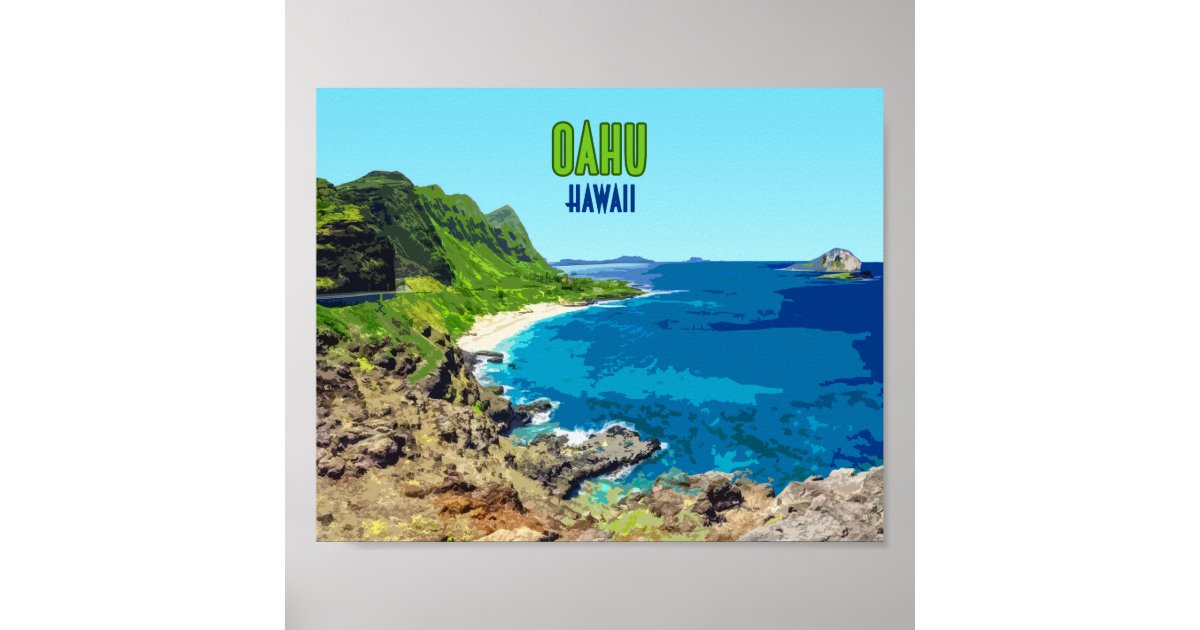 Oahu Hawaii Beach Vintage Poster | Zazzle