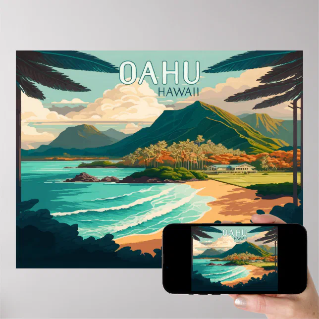 Oahu Hawaii Beach Vintage Retro Poster | Zazzle