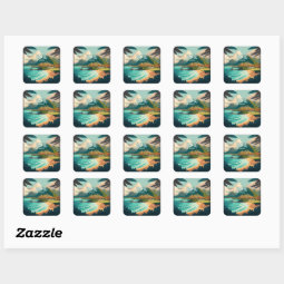 Oahu Hawaii Beach Vintage Retro Square Sticker | Zazzle