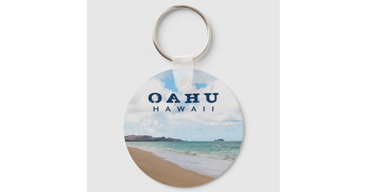 Oahu Hawaii Ocean Waves & Beach Keychain | Zazzle