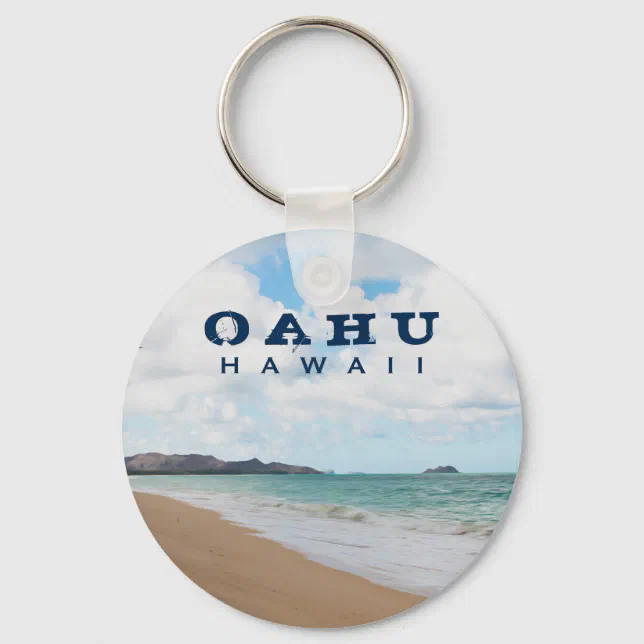 Oahu Hawaii Ocean Waves & Beach Keychain | Zazzle