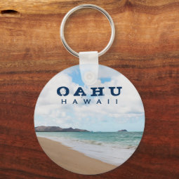 Oahu Hawaii Ocean Waves & Beach Keychain | Zazzle