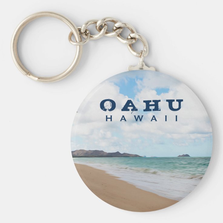Oahu Hawaii Ocean Waves & Beach Keychain | Zazzle