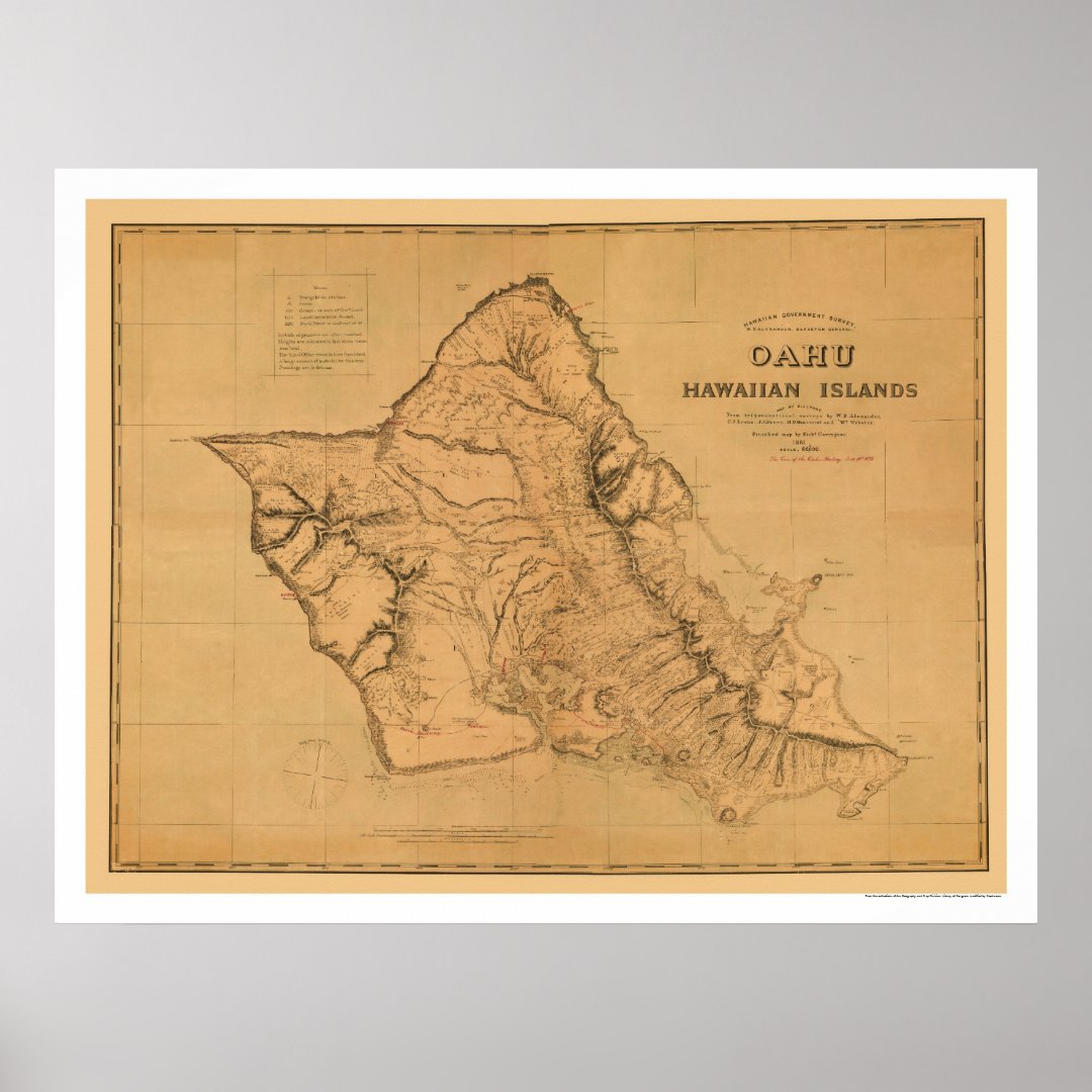 Oahu Hawaii Railroad Map 1881 Poster | Zazzle