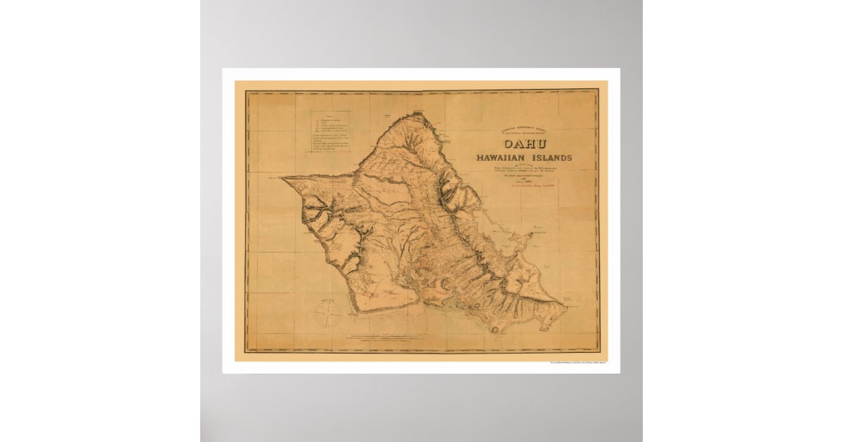 Oahu Hawaii Railroad Map 1881 Poster | Zazzle