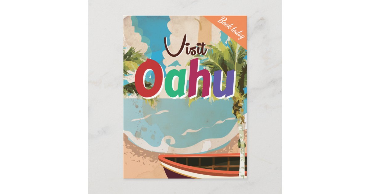 oahu Vintage Travel Poster Postcard | Zazzle