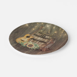 Oak Barrel Rustic Country Wood Cowboy Boots Paper Plates | Zazzle