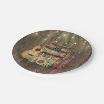 Oak Barrel Rustic Country Wood Cowboy Boots Paper Plates | Zazzle