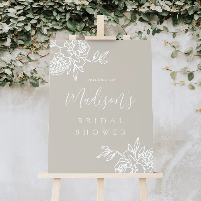 Oak Beige Secret Garden Bridal Shower Welcome Sign | Zazzle