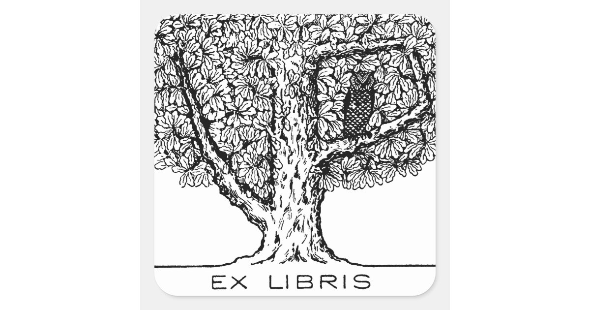 Oak Tree bookplate sticker | Zazzle
