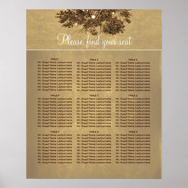Oak Tree Branches Wedding Seating Chart | Zazzle