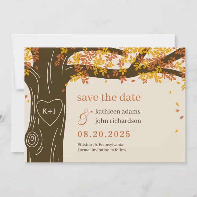 Oak Tree EDITABLE COLOR Save The Date Card | Zazzle