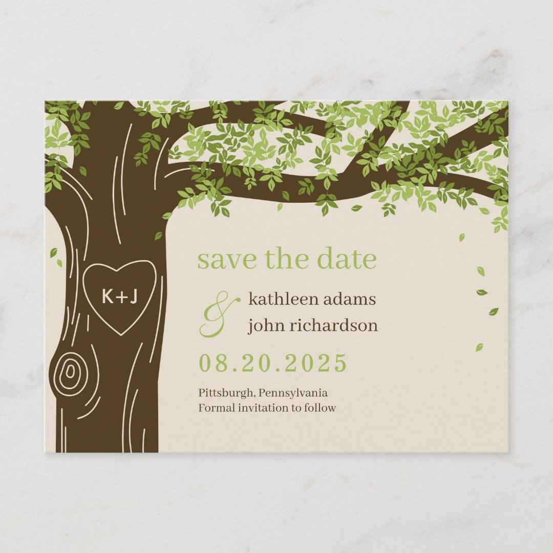 Oak Tree EDITABLE COLOR Save The Date Postcard | Zazzle