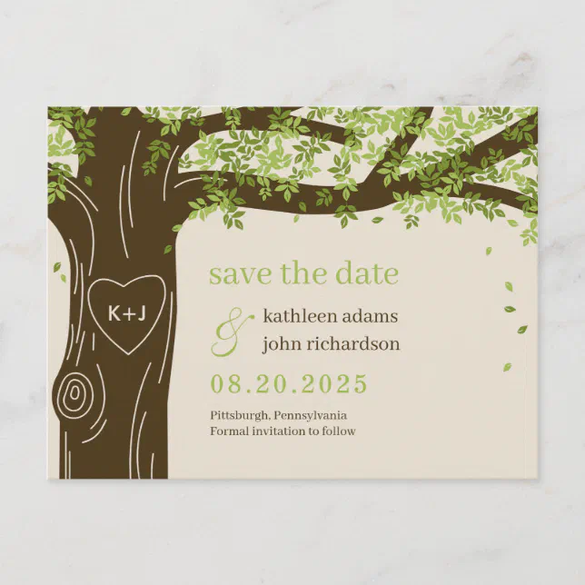 Oak Tree EDITABLE COLOR Save The Date Postcard | Zazzle