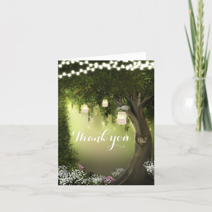 Oak Tree Enchanted Forest Garden Thank You Card | Zazzle
