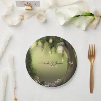 Oak Tree Enchanted Forest Garden Wedding Plates | Zazzle