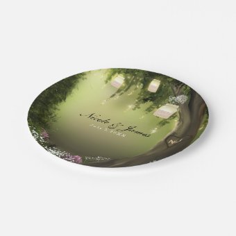 Oak Tree Enchanted Forest Garden Wedding Plates | Zazzle