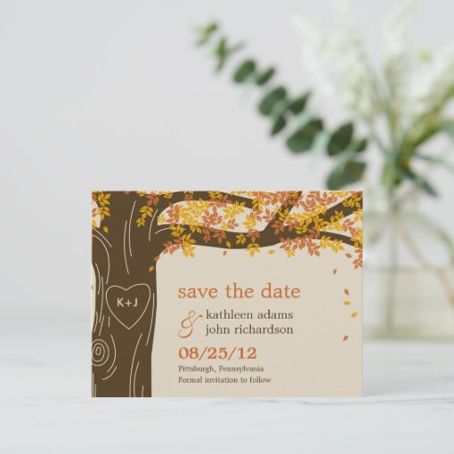 Oak Tree Fall Wedding Save The Date Postcard | Zazzle