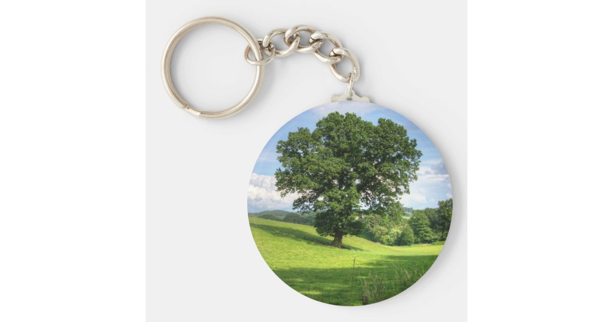 Oak tree green summer beautiful scenery keychain | Zazzle.com