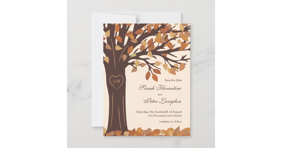 Oak Tree Heart Save the Date Wedding Card | Zazzle
