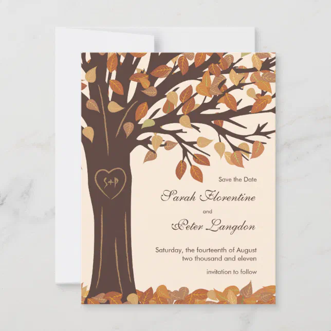 Oak Tree Heart Save the Date Wedding Card | Zazzle