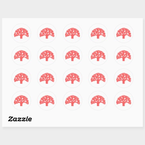 Oak tree Oakland red Classic Round Sticker | Zazzle