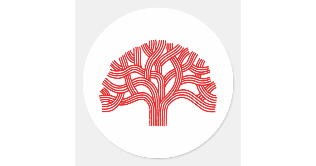 Oak tree Oakland red Classic Round Sticker | Zazzle