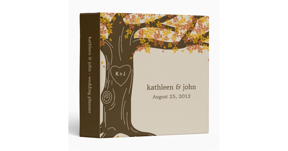Oak Tree Personalized Binder - Orange | Zazzle