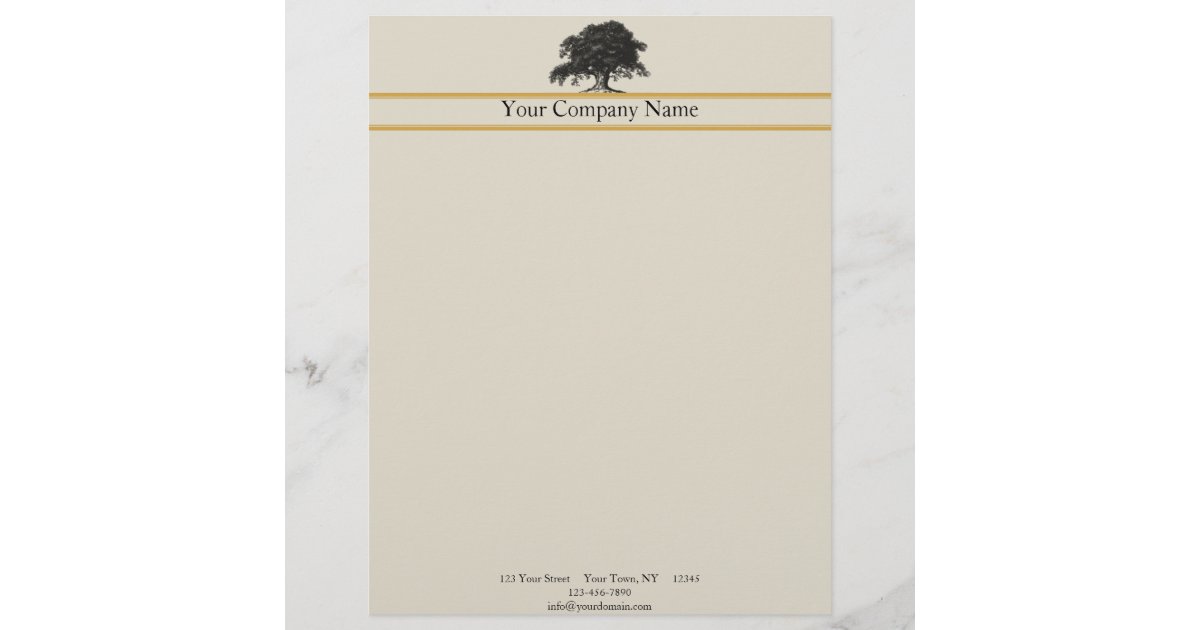 Oak Tree Plantation in Gold Letterhead | Zazzle