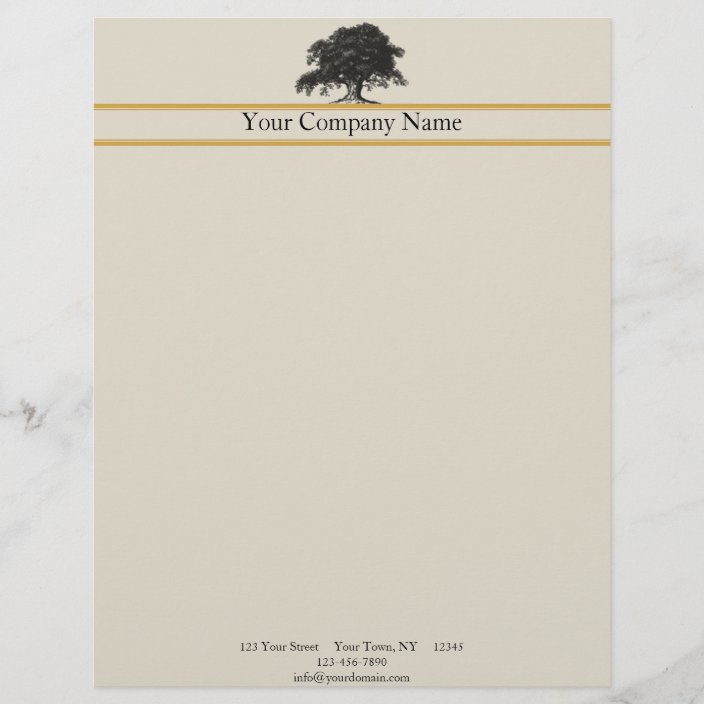 Oak Tree Plantation in Gold Letterhead | Zazzle.com