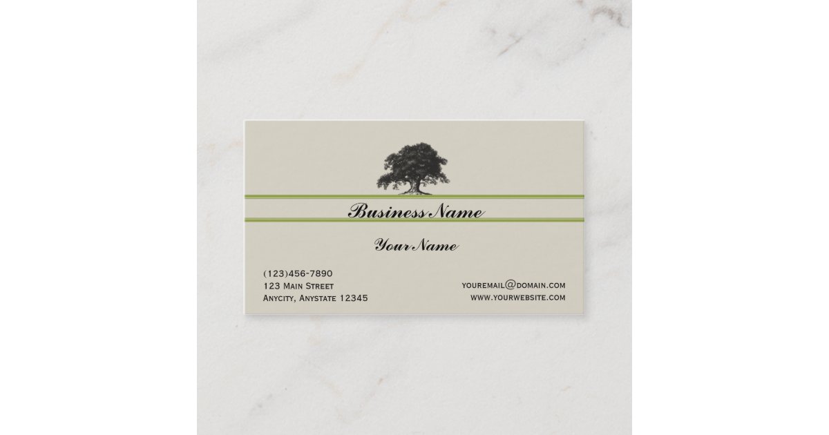 Oak Tree Plantation in Green Business Card | Zazzle