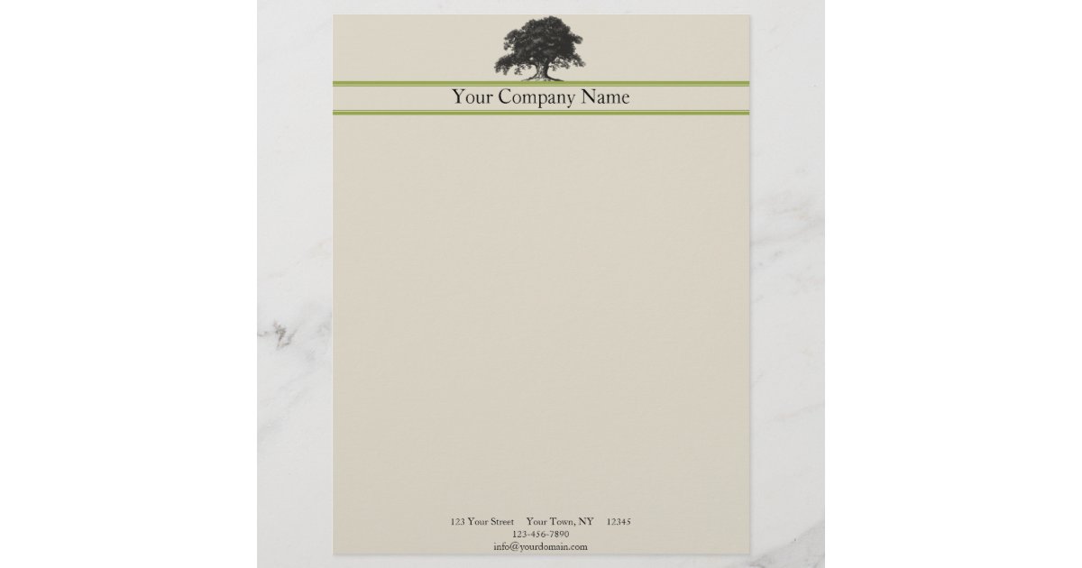 Oak Tree Plantation in Green Letterhead | Zazzle