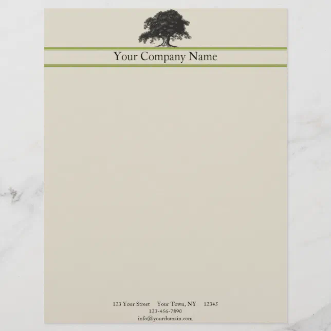 Oak Tree Plantation in Green Letterhead | Zazzle