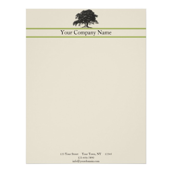 Oak Tree Plantation in Green Letterhead | Zazzle.com