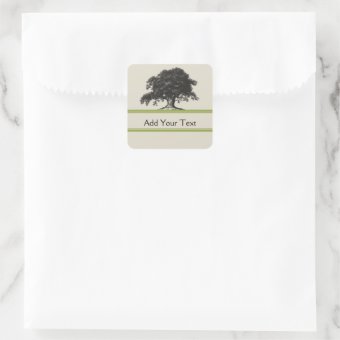 Oak Tree Plantation in Green Square Sticker | Zazzle